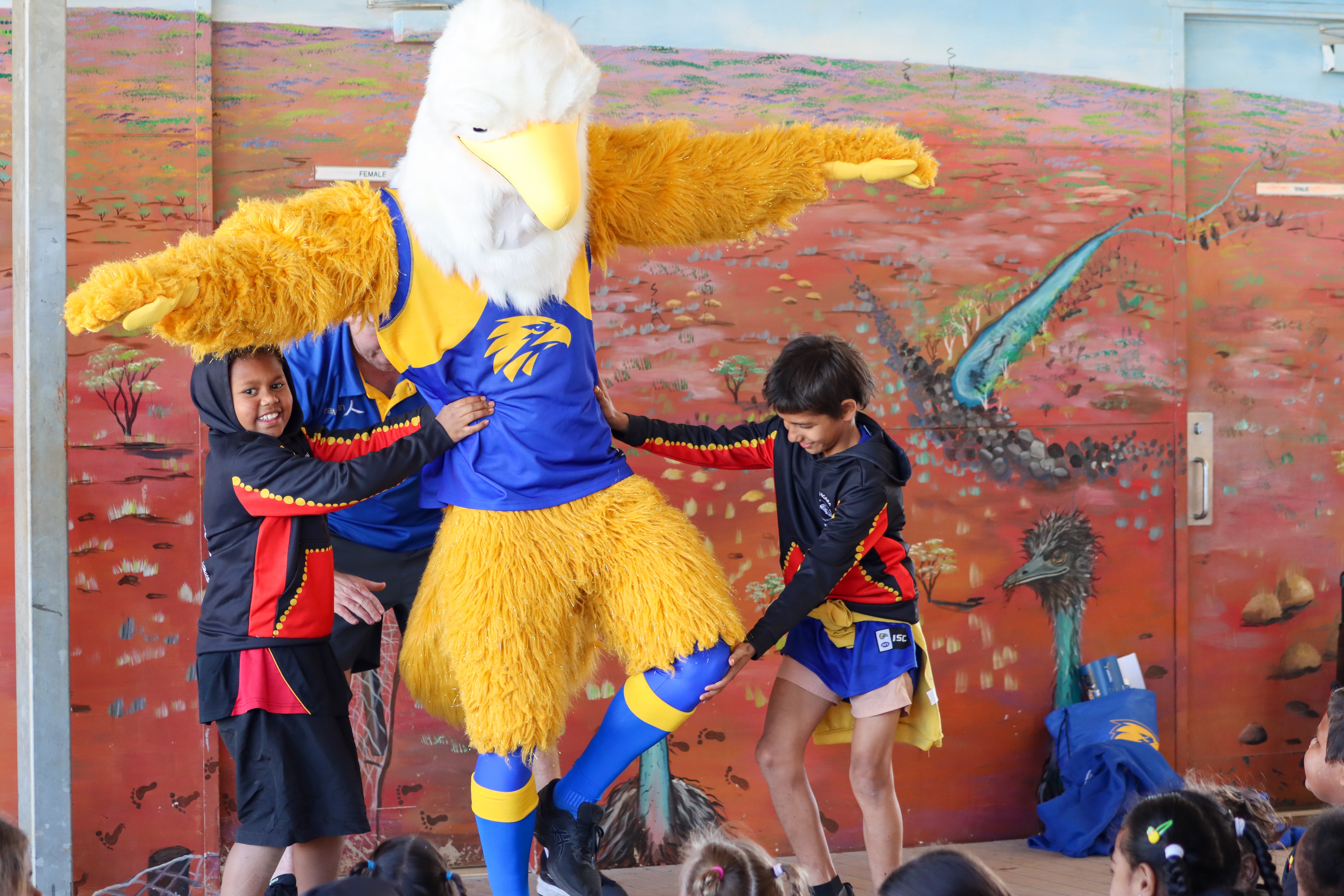 School fun with eagles mascots Rick & Rosie